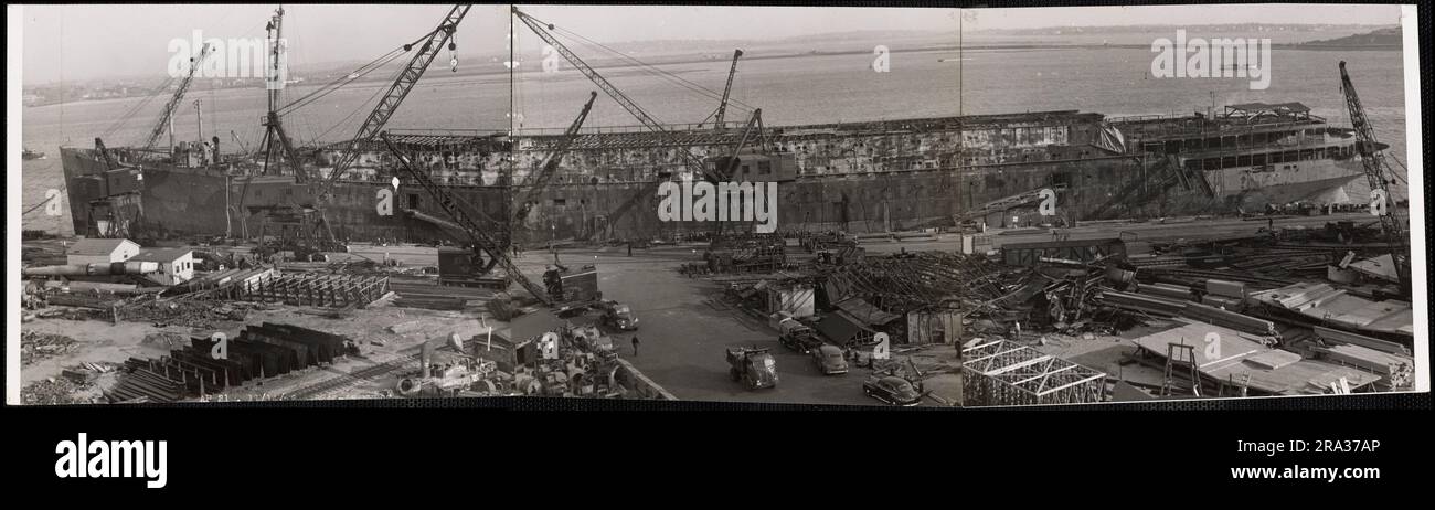 AP-21 USS Wakefield Being Stripped of Fire Damage at U.S. Naval Dry ...