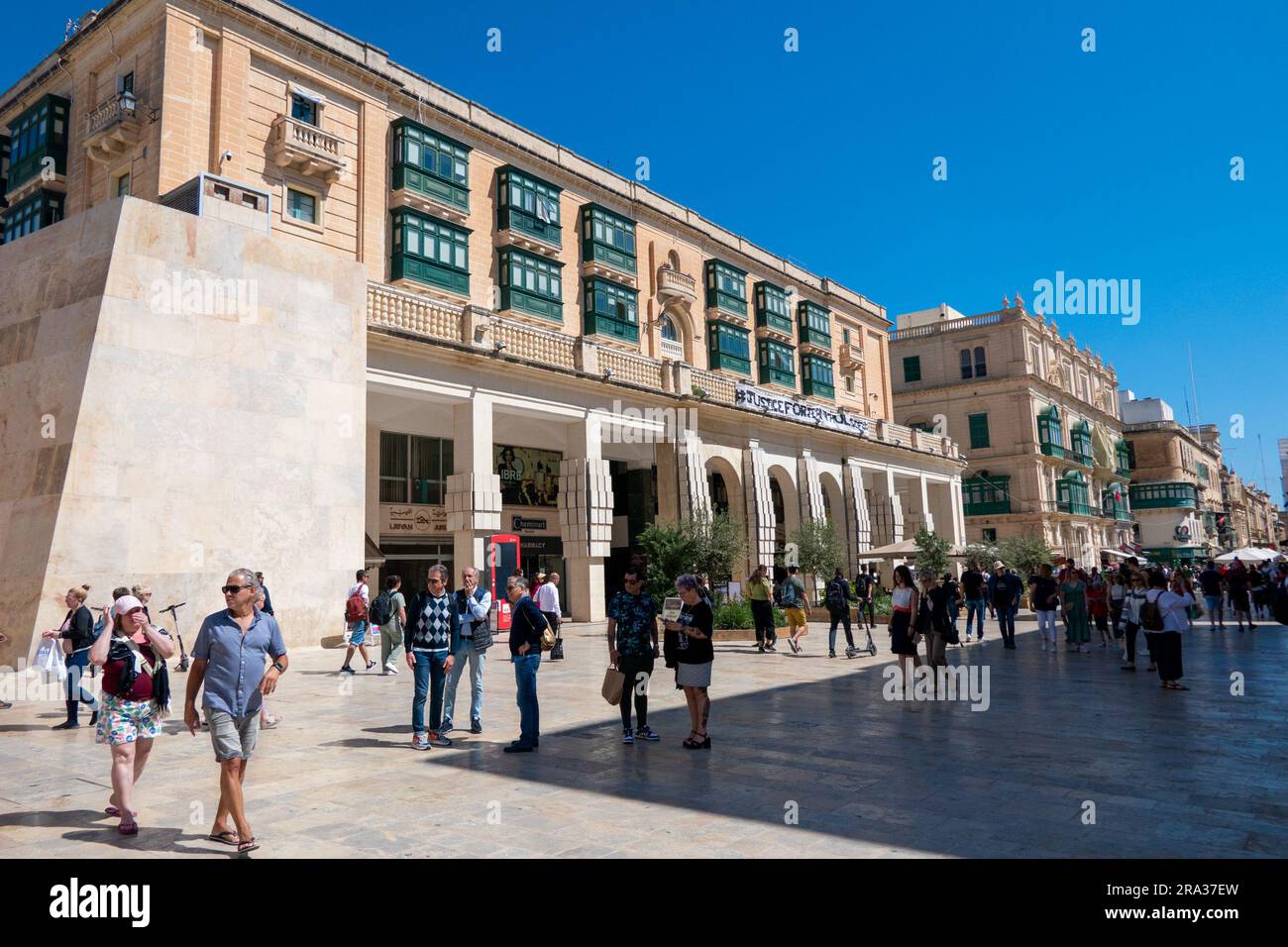 Valletta, Malta, 5 May 2023. Main Pedestrian Street in Valletta City In ...