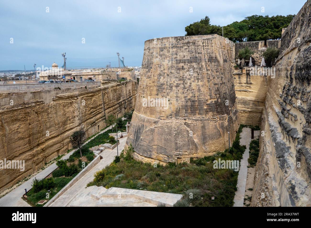 Valletta, Malta, 30 April 2023. Thick fortifications erected according ...