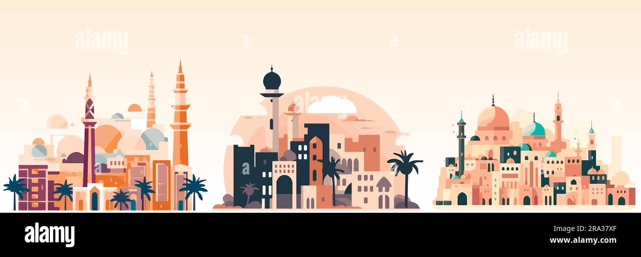 Cartoon background arab town vector hi-res stock photography and images ...