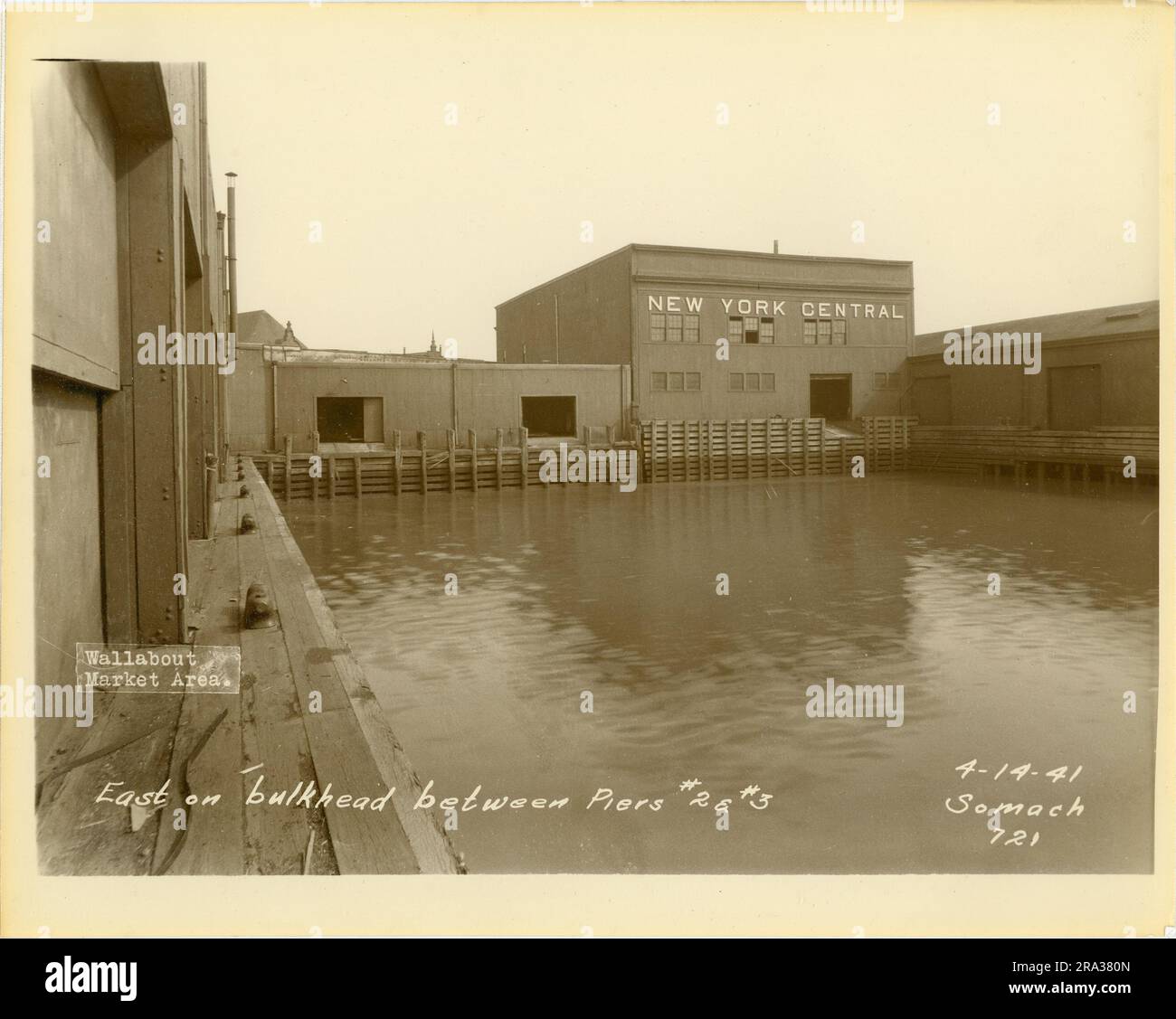 Photograph looking east at bulkhead between Piers #2 and #3. Depicts ...