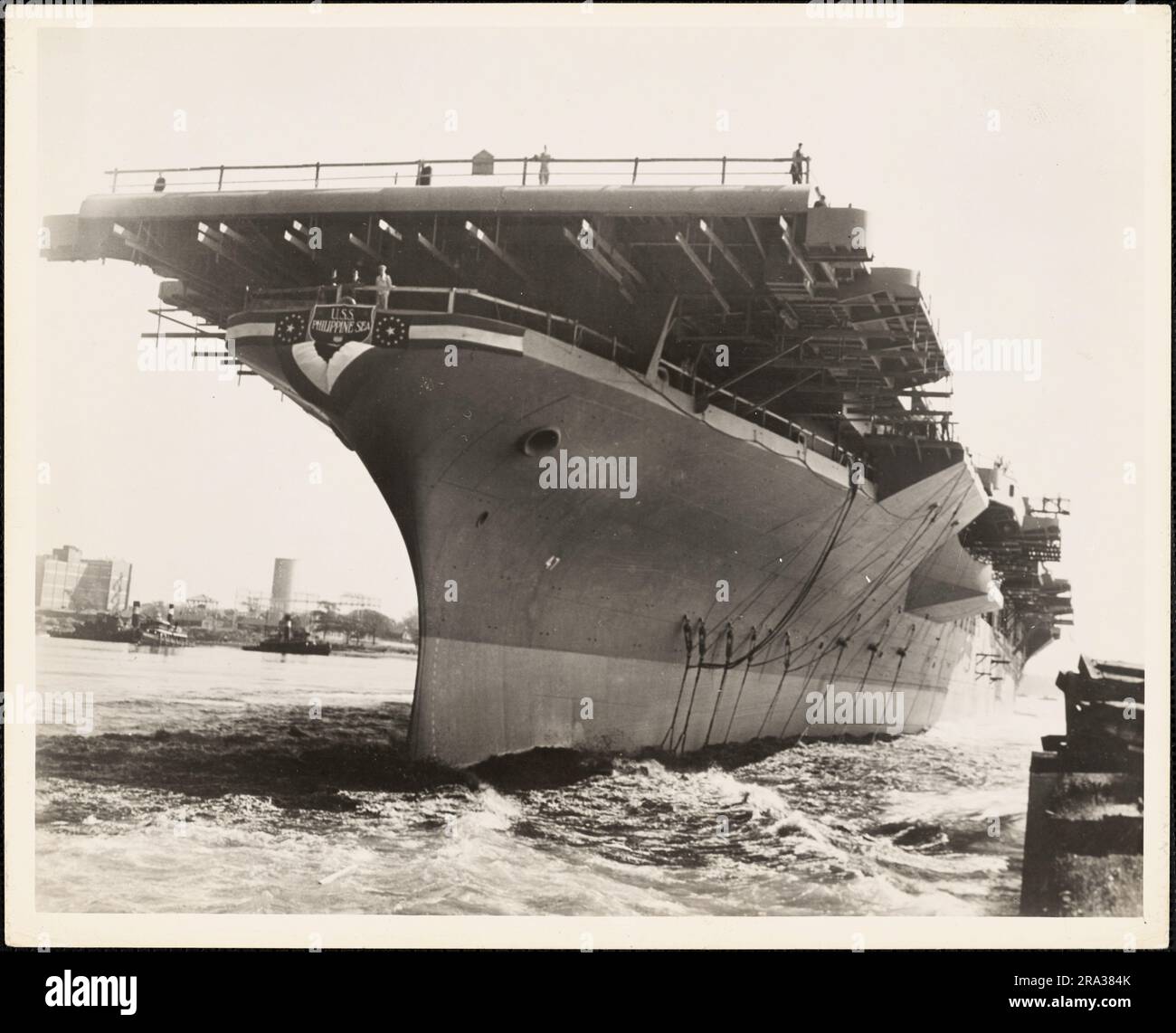 Launching Essex Class Carrier USS Philippine Sea, Quincy, Massachusetts ...