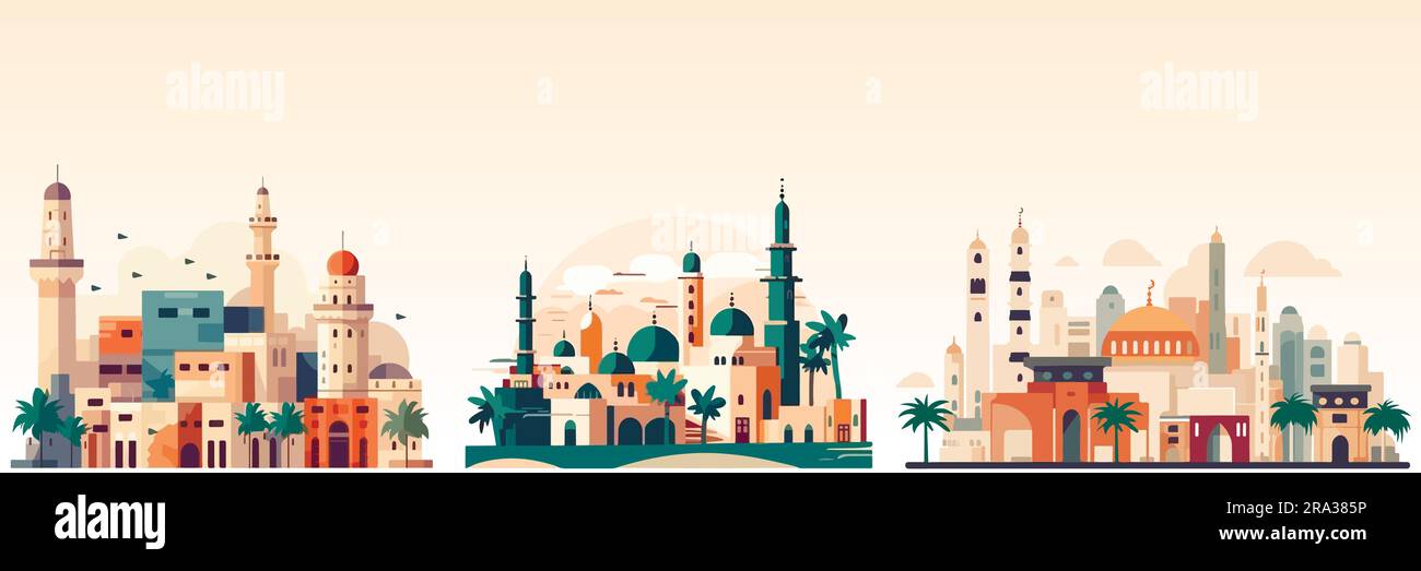 Cartoon background arab town vector hi-res stock photography and images ...