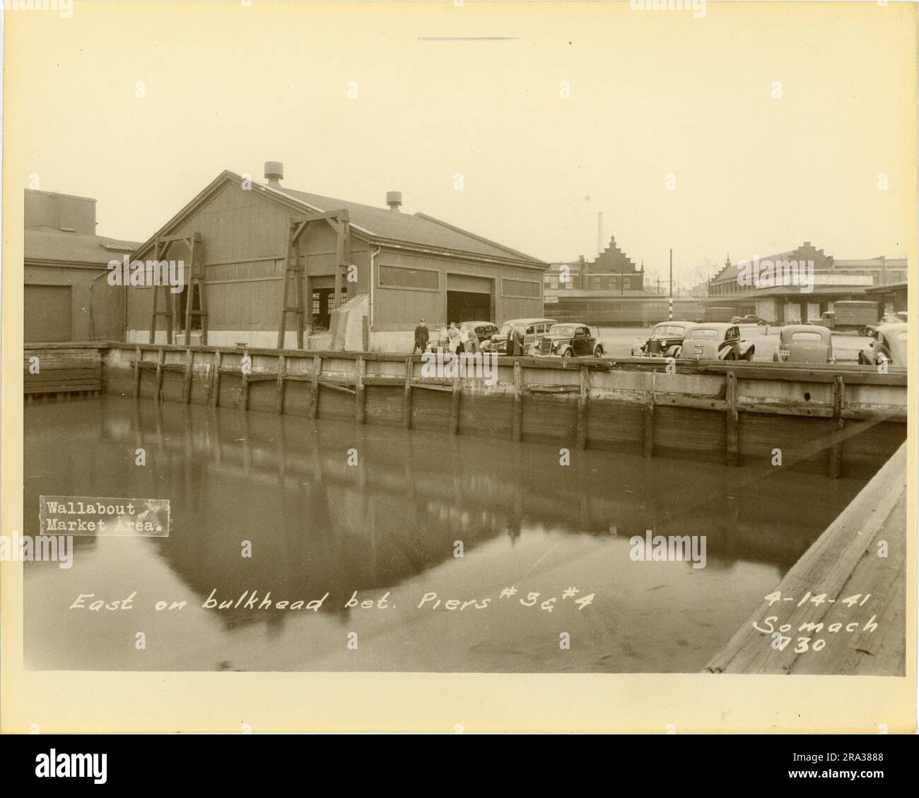 Photograph of eastern view on bulkhead between Piers 3 and 4, D.P. 228 ...