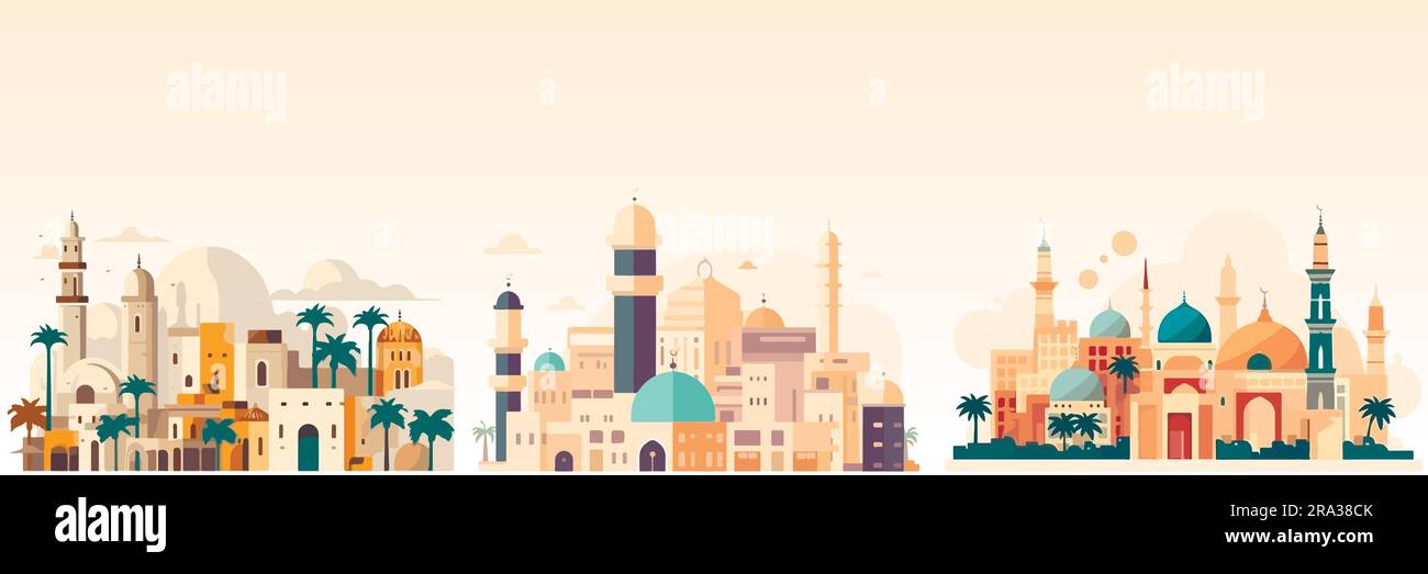 Cartoon background arab town vector hi-res stock photography and images ...