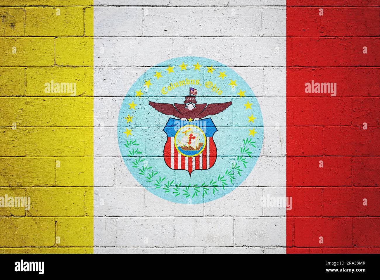 Flag of Columbus painted on a cinder block wall Stock Photo - Alamy