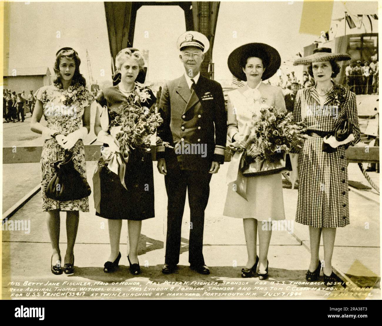 Miss Betty Jane Fischler, Mrs. Peter K. Fischler, Rear Admiral Withers ...