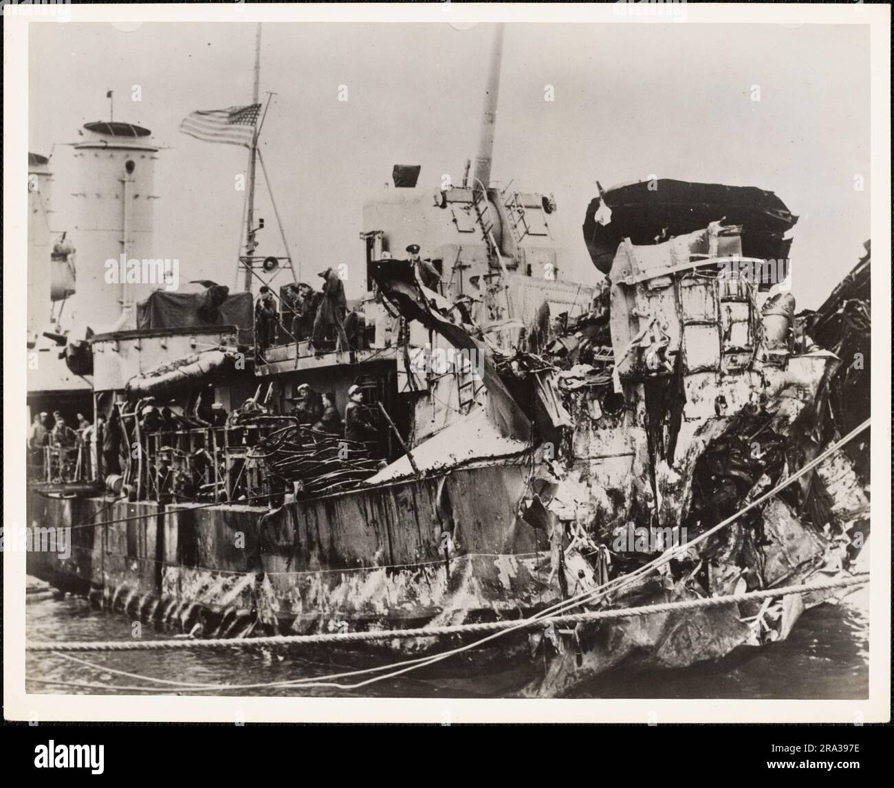Torpedo-Damaged USS Nelson (DD-623). This item is a photograph ...