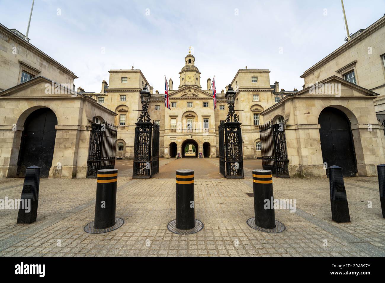 Main gate entrance to the Calvary Museum in London, with no people and ...
