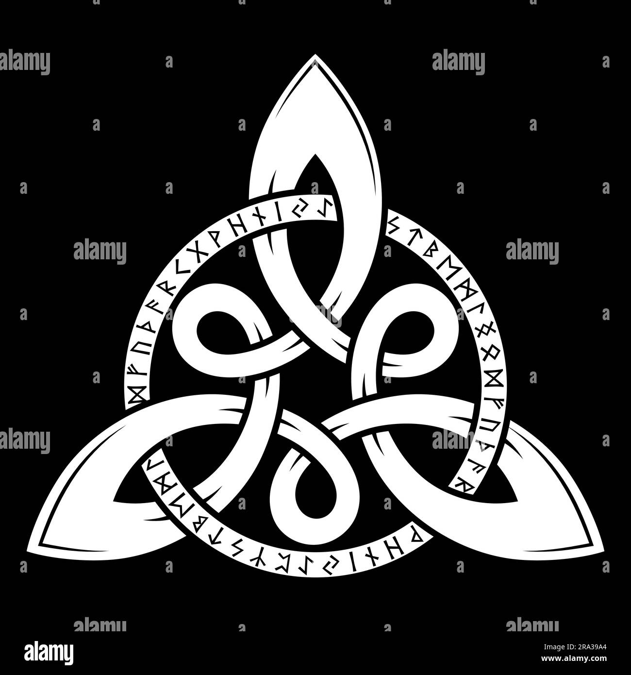 Ancient Scandinavian design. Runic circle, futhark drawn in vintage ...
