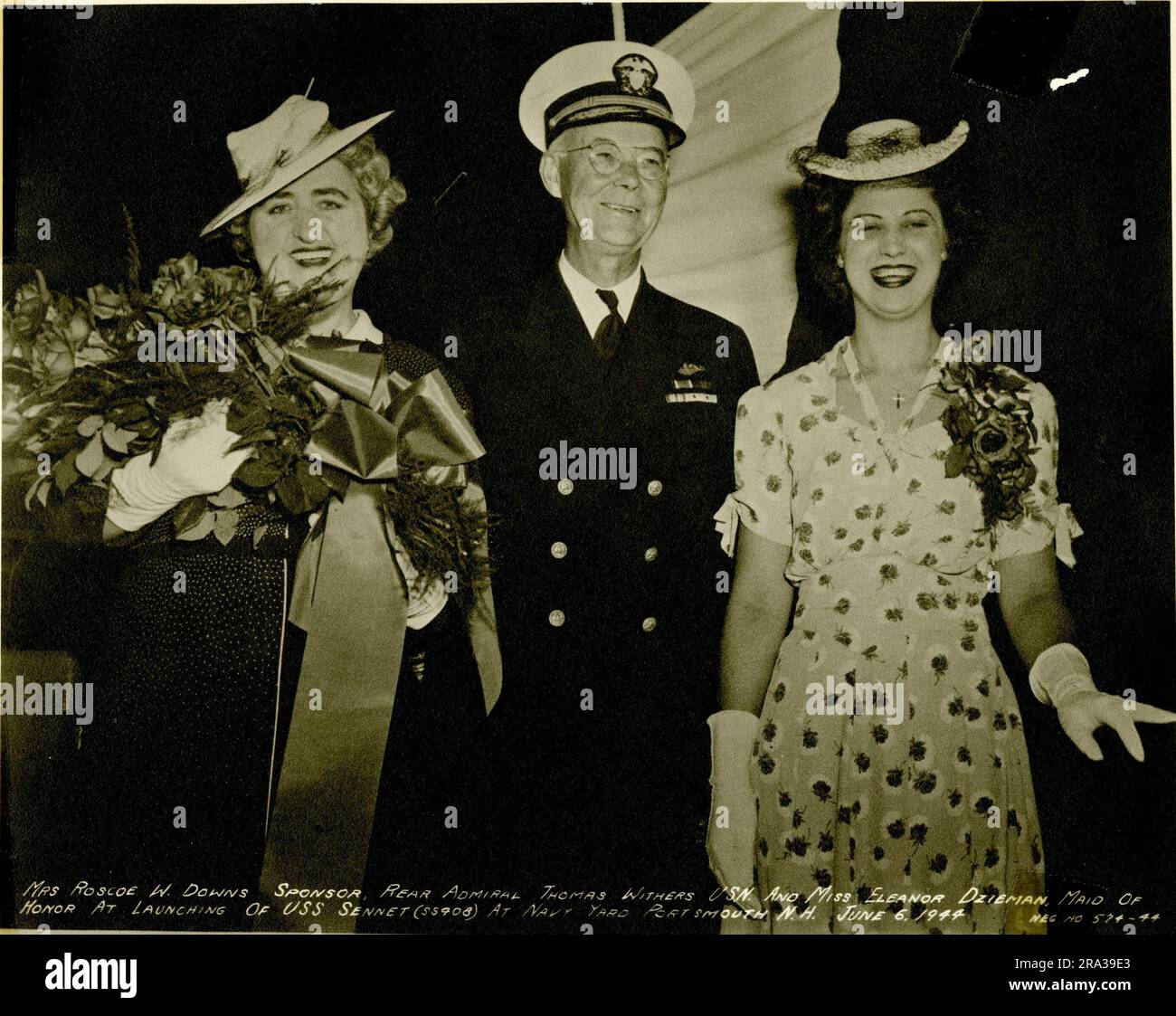 Mrs. Roscoe W. Downs, Rear Admiral Thomas Withers, and Miss Eleanor ...