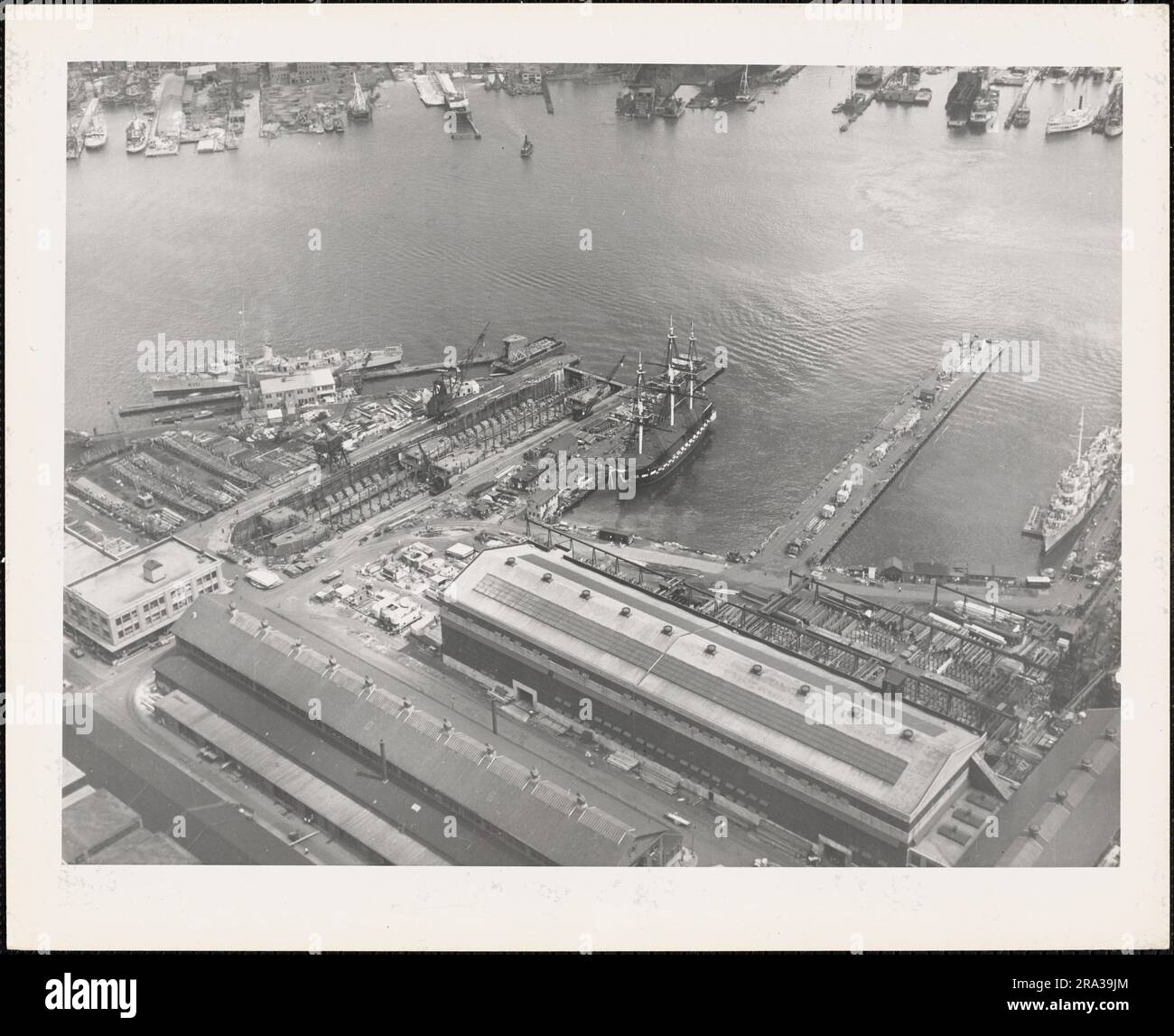 Aerial View of Dry Dock #5 with USS Constitution at Pier, Structural ...
