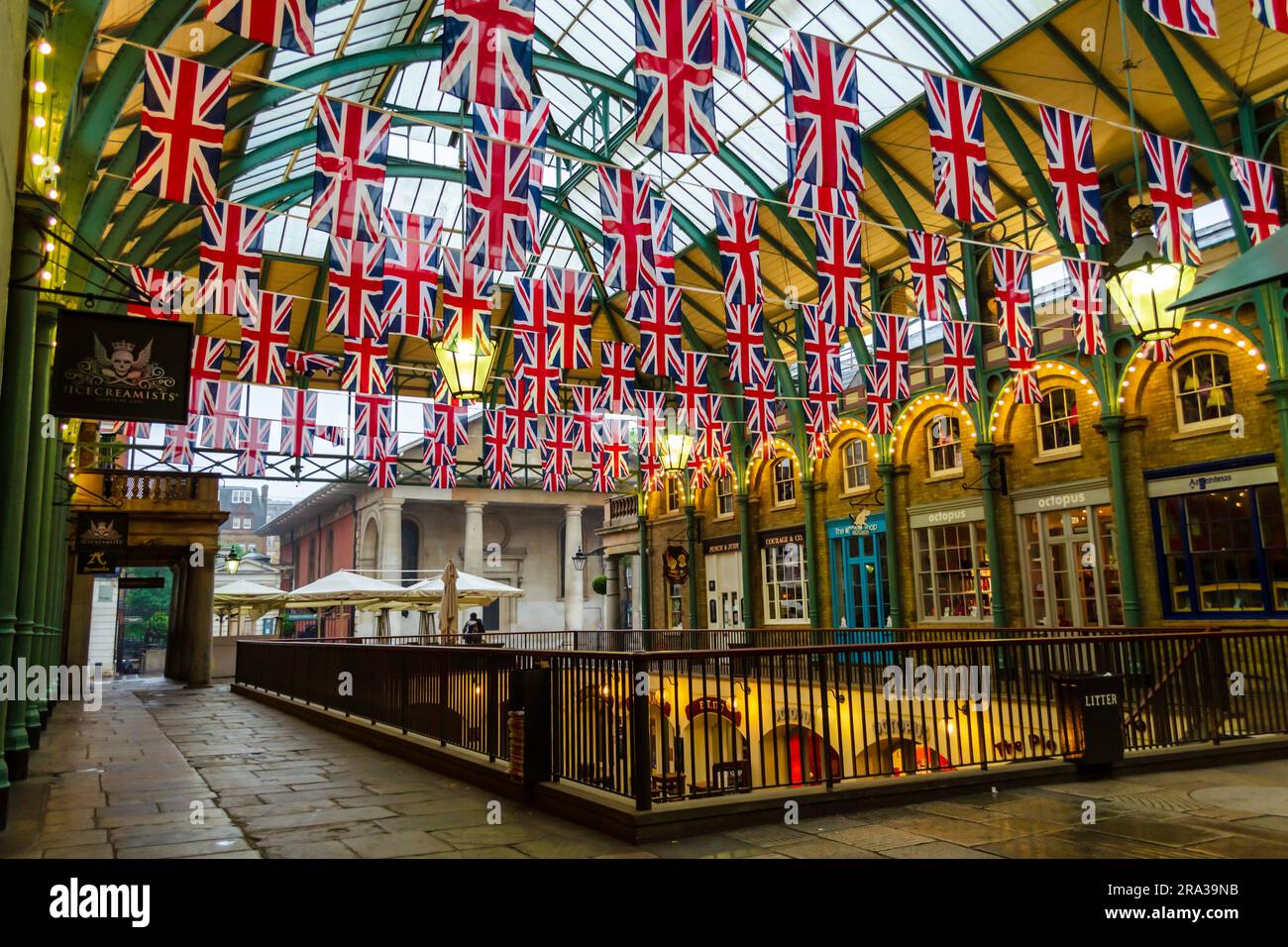 British Union Jack flags fill Covent Garden for Queen Elizabeth's ...
