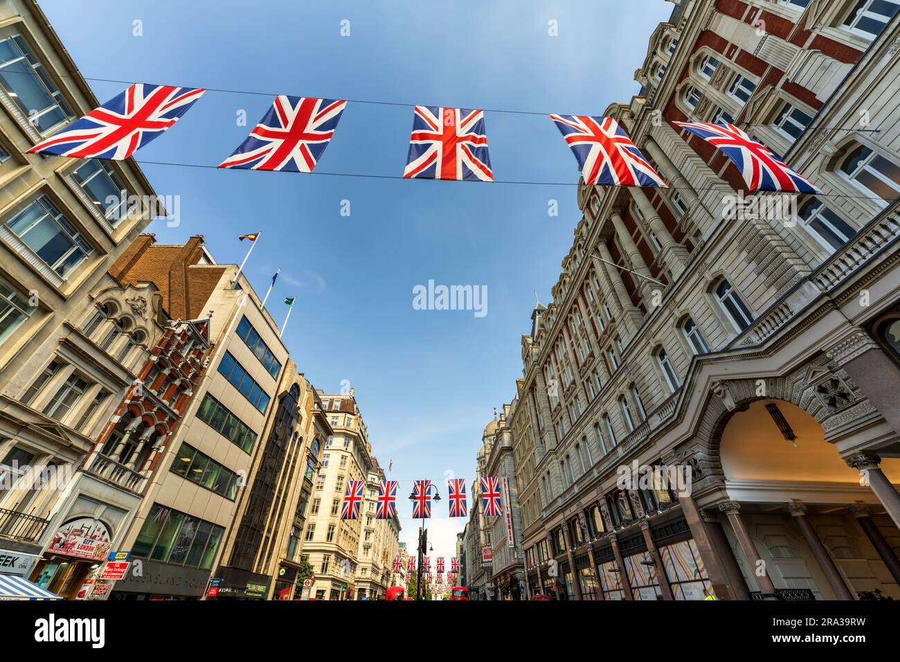 UK Union Jack flags fly over Strand Street, truly a festive London ...