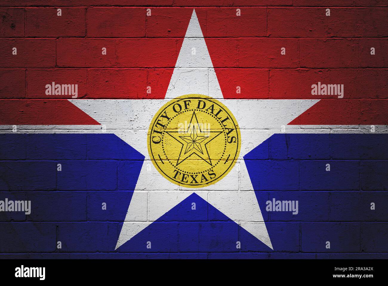 Flag of Dallas painted on a cinder block wall Stock Photo - Alamy