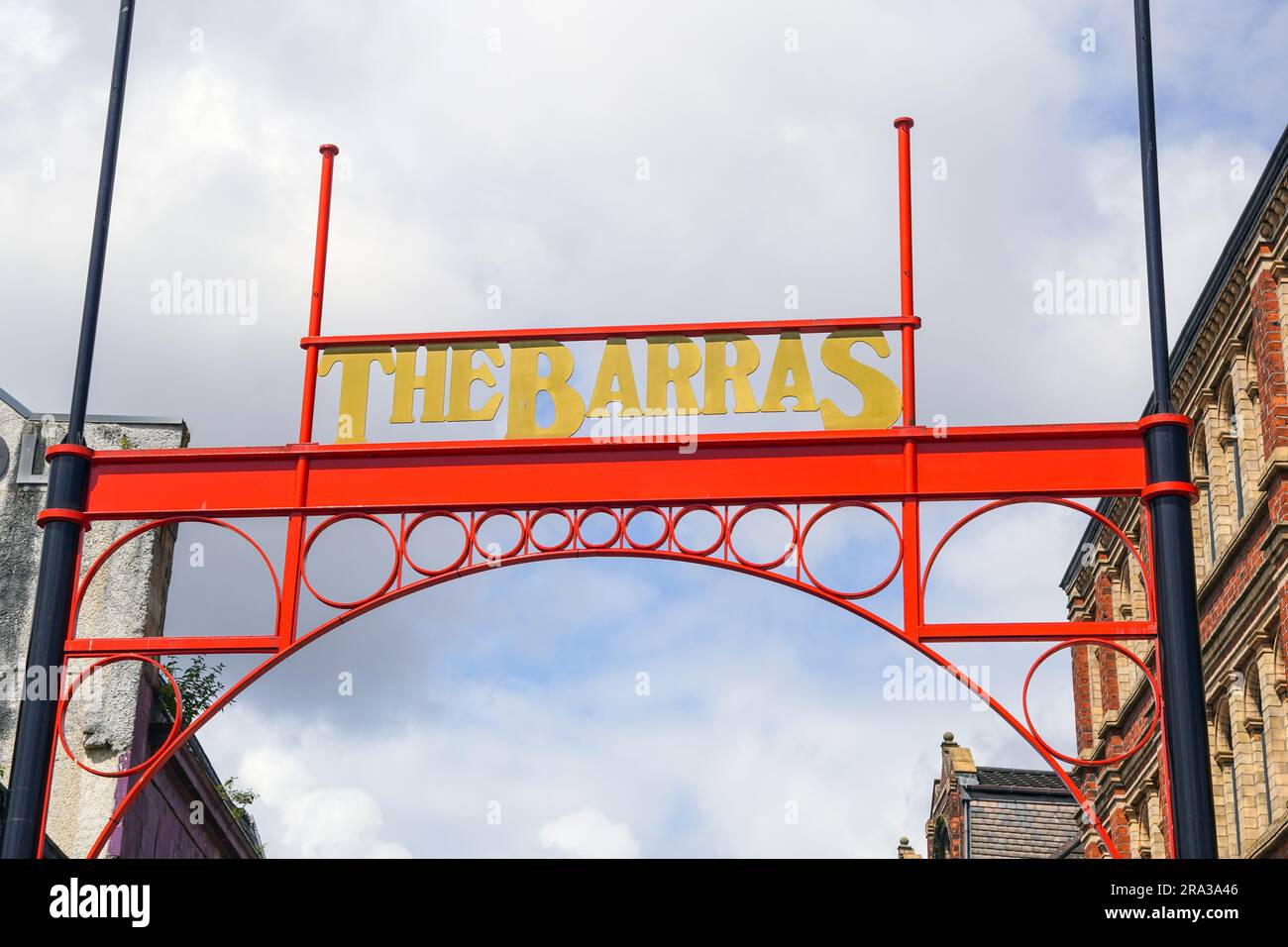 Metal sign above the entrance to the famous market, The Barras, CAlton ...