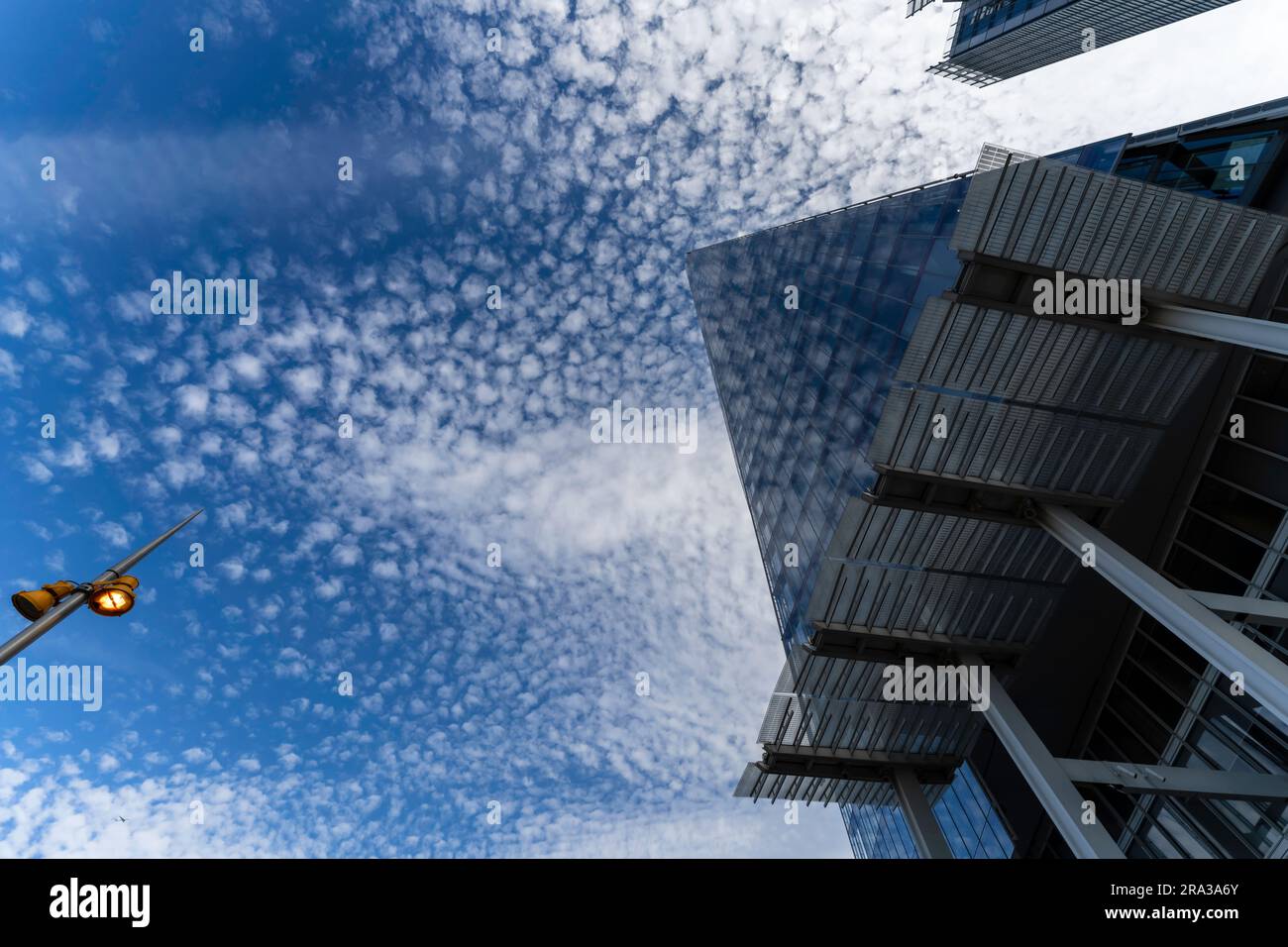 The Shard London with fluffy cloud reflections. Formerly known as Shard ...