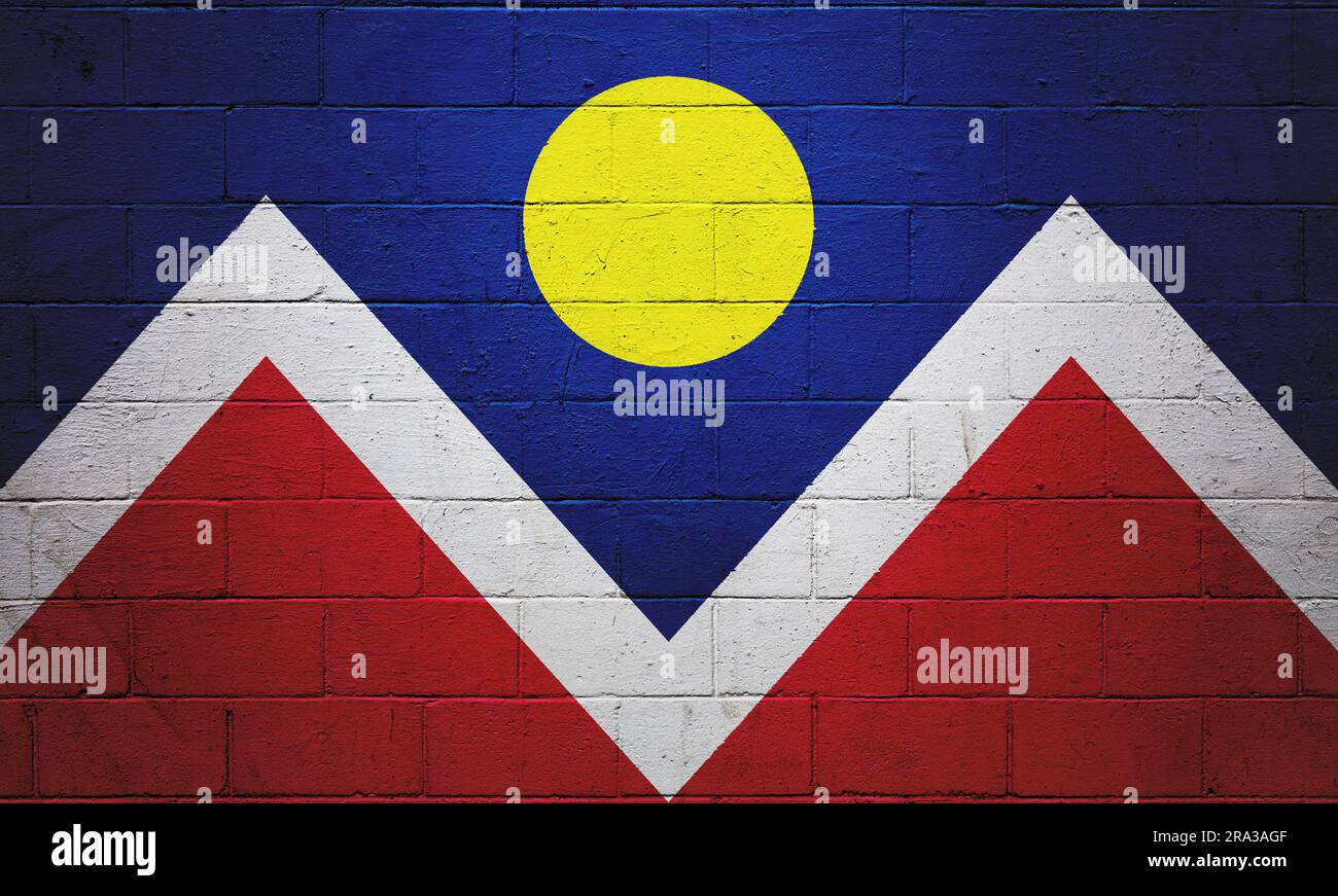 Flag of Denver painted on a cinder block wall Stock Photo - Alamy