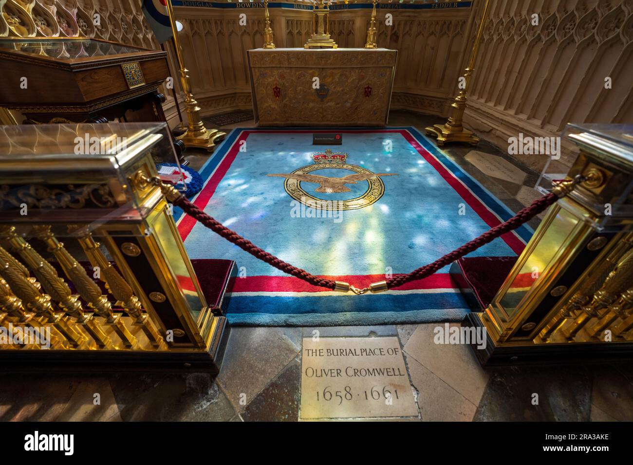 Westminster Abbey interior, original burial site of Oliver Cromwell. In ...