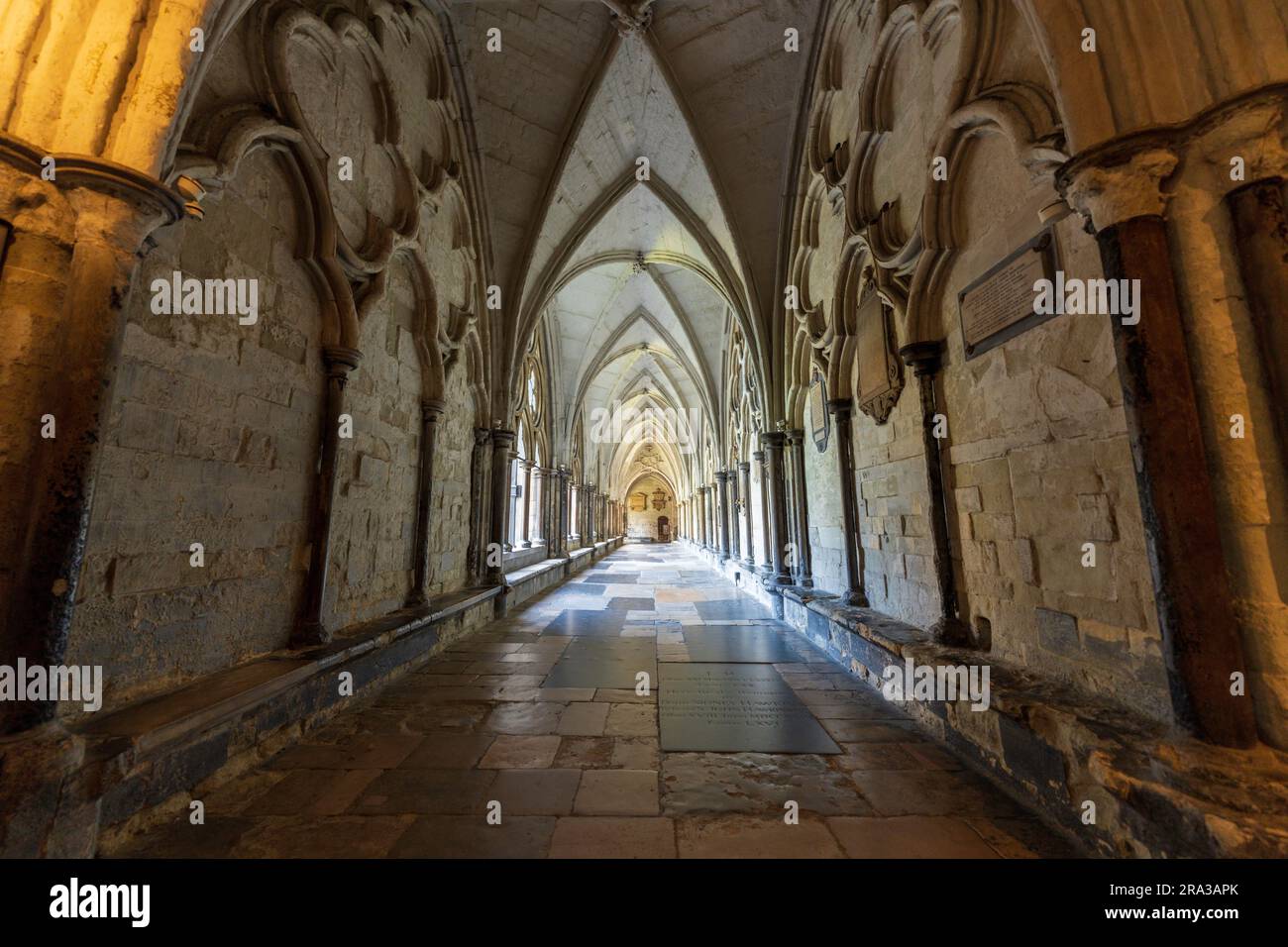 Interior of The Cloisters in Westminster Abbey in London. Westminster ...