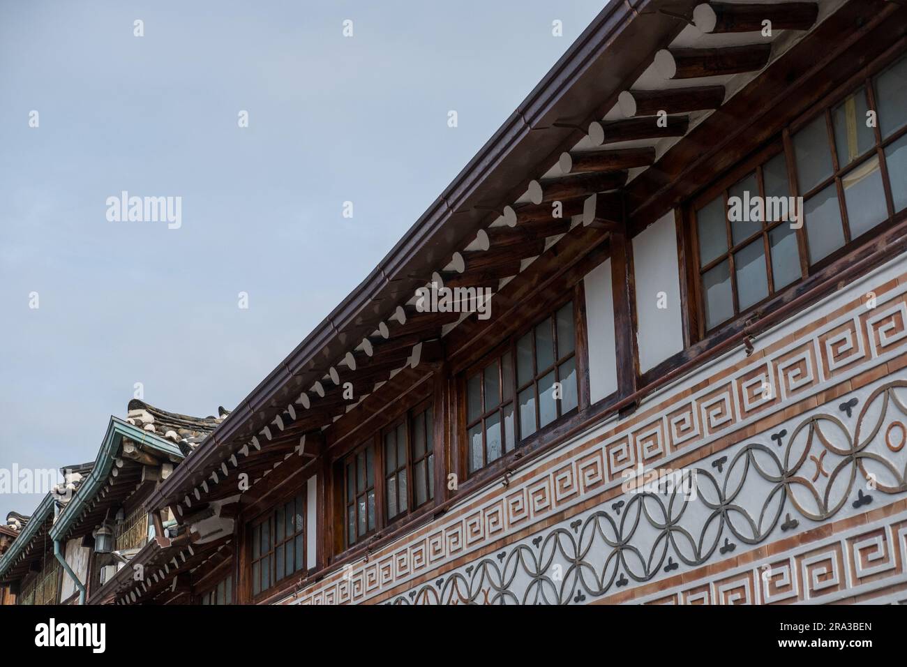 Detail of building in Bukchon Hanok Village, a Korean traditional ...