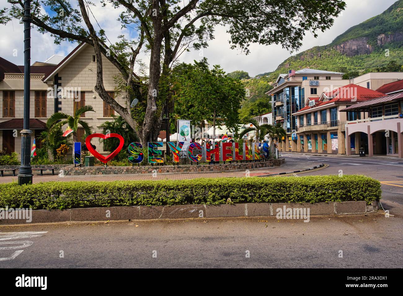 Near the clock tower in town Victoria, new decoration of "I Love ...