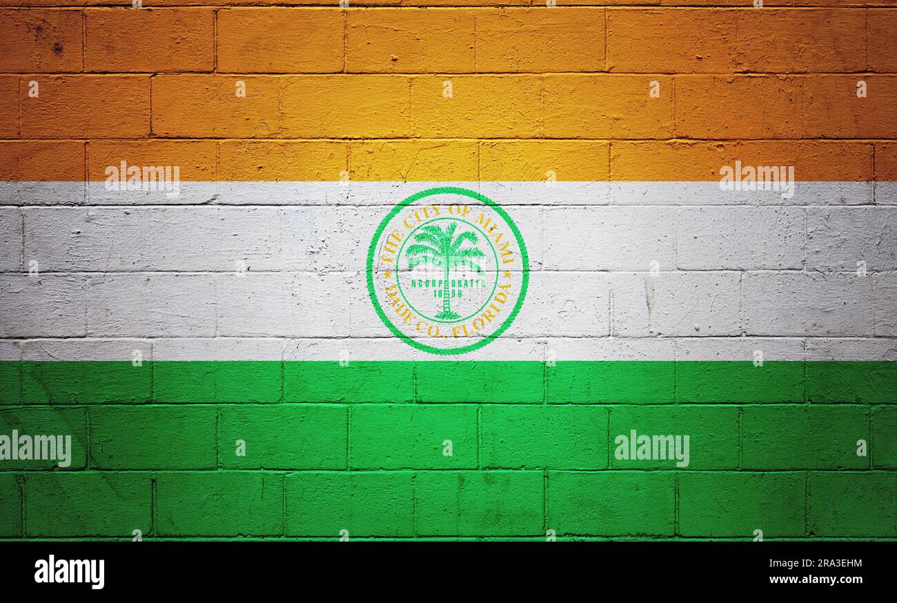 Flag of Miami painted on a cinder block wall Stock Photo - Alamy
