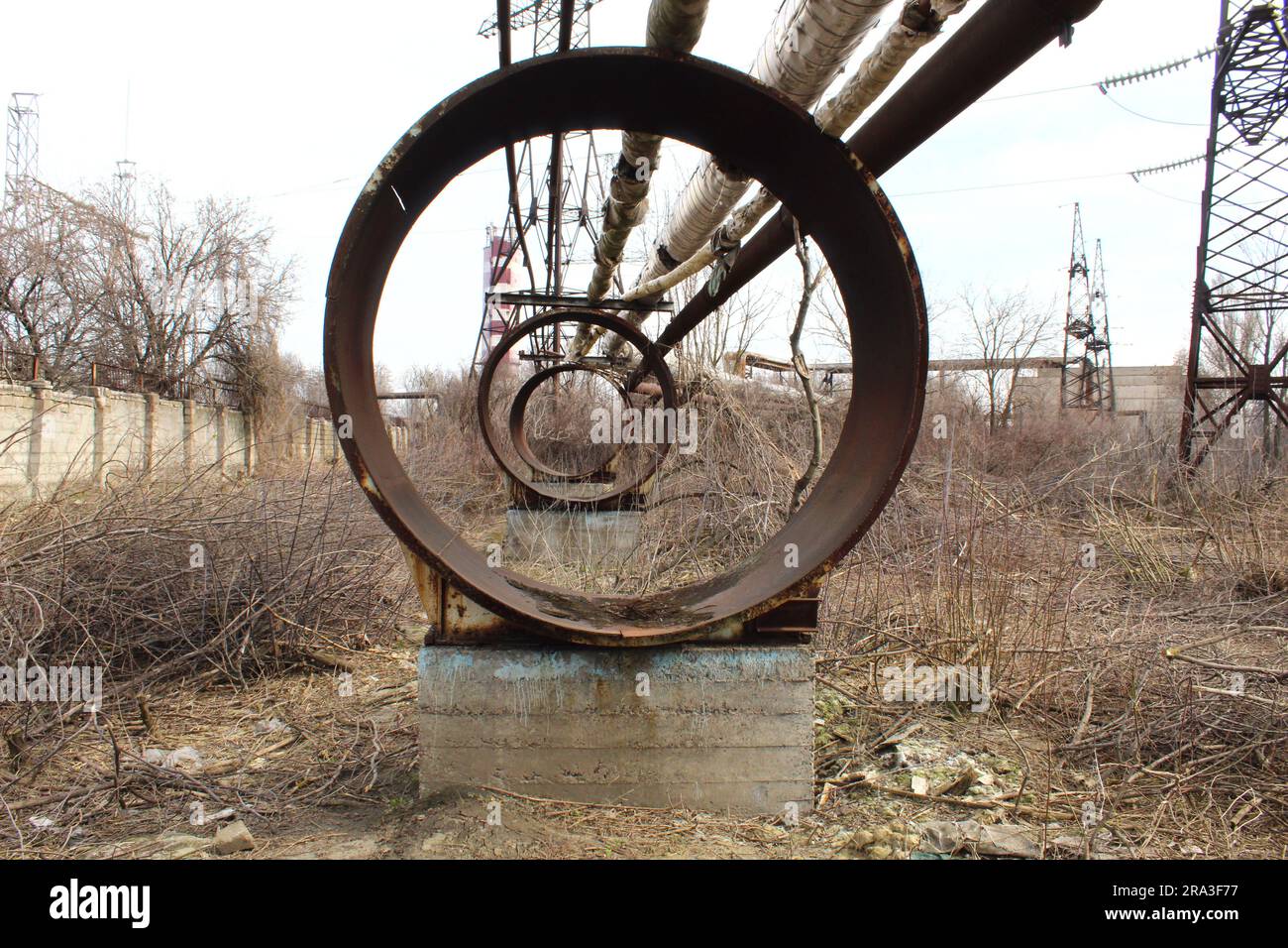 Factory process pipeline in the process of dismantling Stock Photo - Alamy