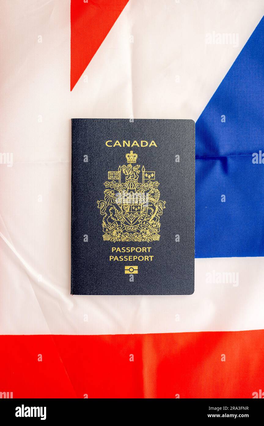 Calgary, Alberta - June 24, 2023: Cover of a Canadian passport with ...