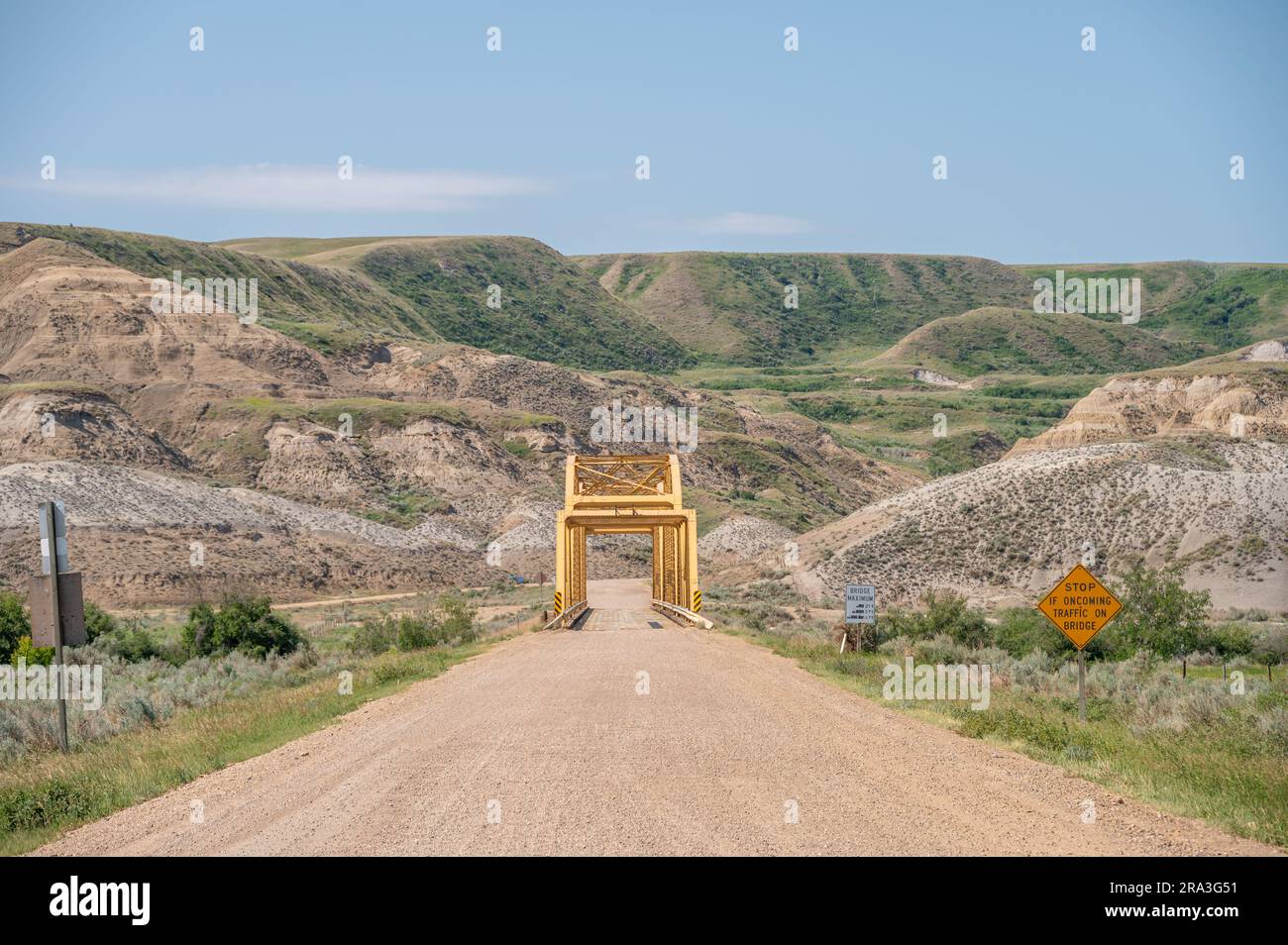 Old bridge over the Red Deer River near Drumheller, Alberta Stock Photo ...
