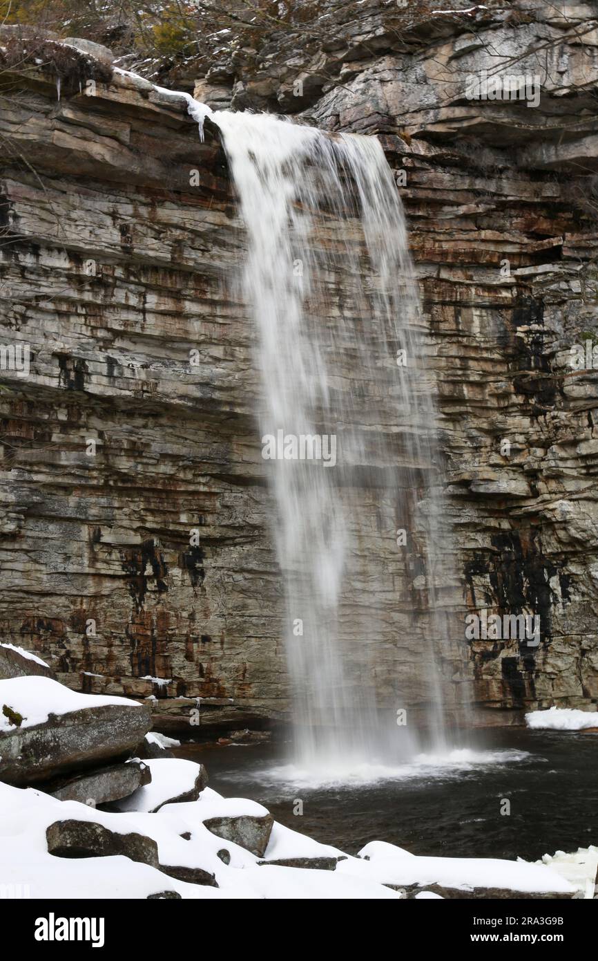 winter snowy waterfall in minnewaska state park new york new paltz ...