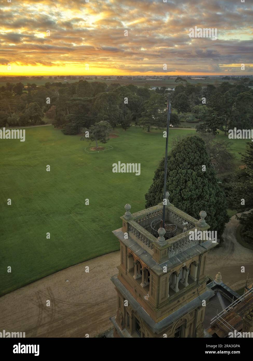 The Werribee Mansion Tower at sunrise, Werribee VIC, Australia Stock ...