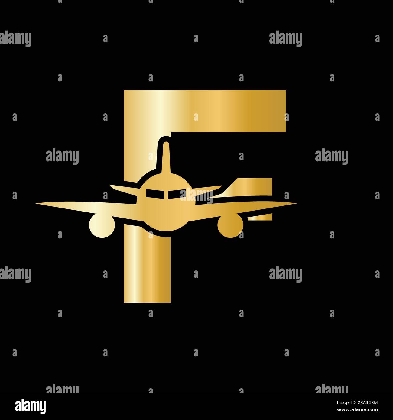 Letter F Travel Logo Concept With Flying Air Plane Symbol Stock Vector ...