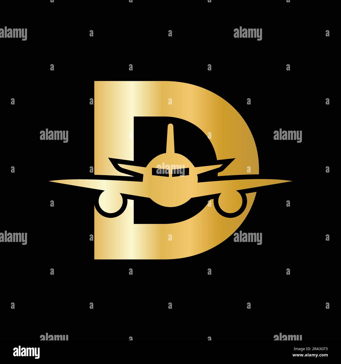 Letter D Travel Logo Concept With Flying Air Plane Symbol Stock Vector ...