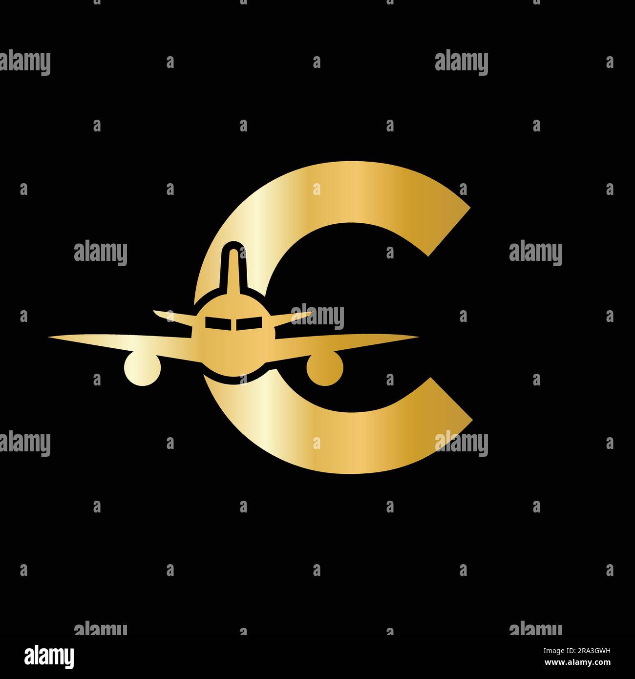 Letter C Travel Logo Concept With Flying Air Plane Symbol Stock Vector ...