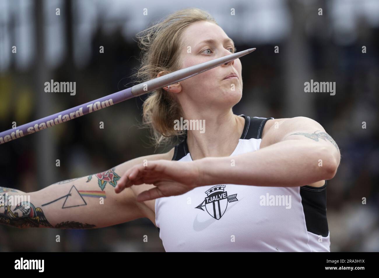 Sigrid Borge of Norway competes in the women's javelin throw during the ...