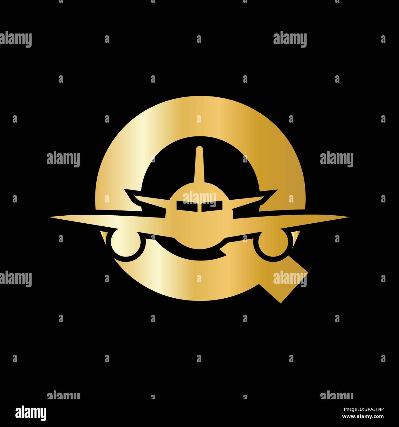 Letter Q Travel Logo Concept With Flying Air Plane Symbol Stock Vector ...