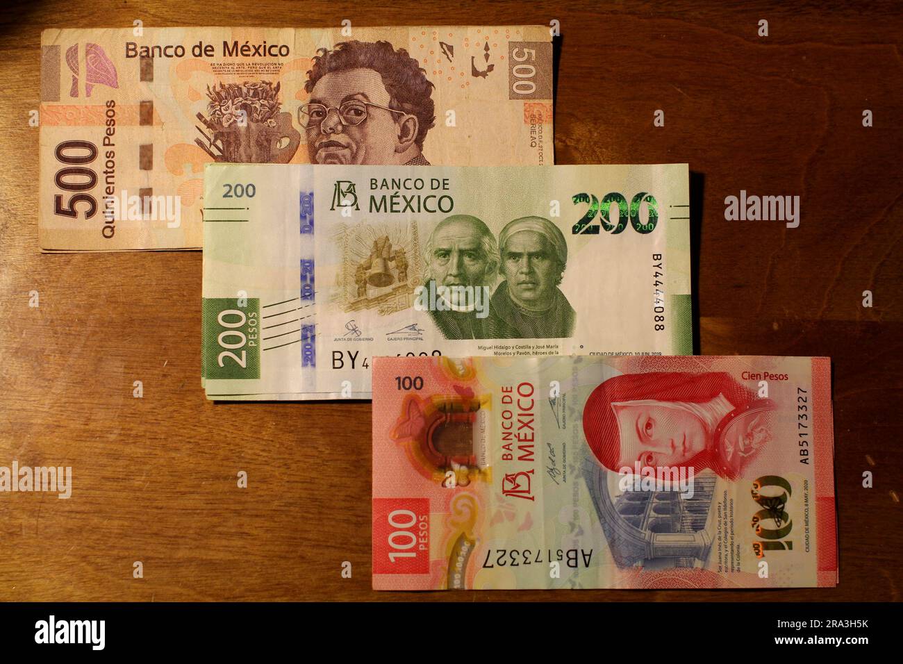 mexican pesos (100, 200, 500) money currency Stock Photo - Alamy