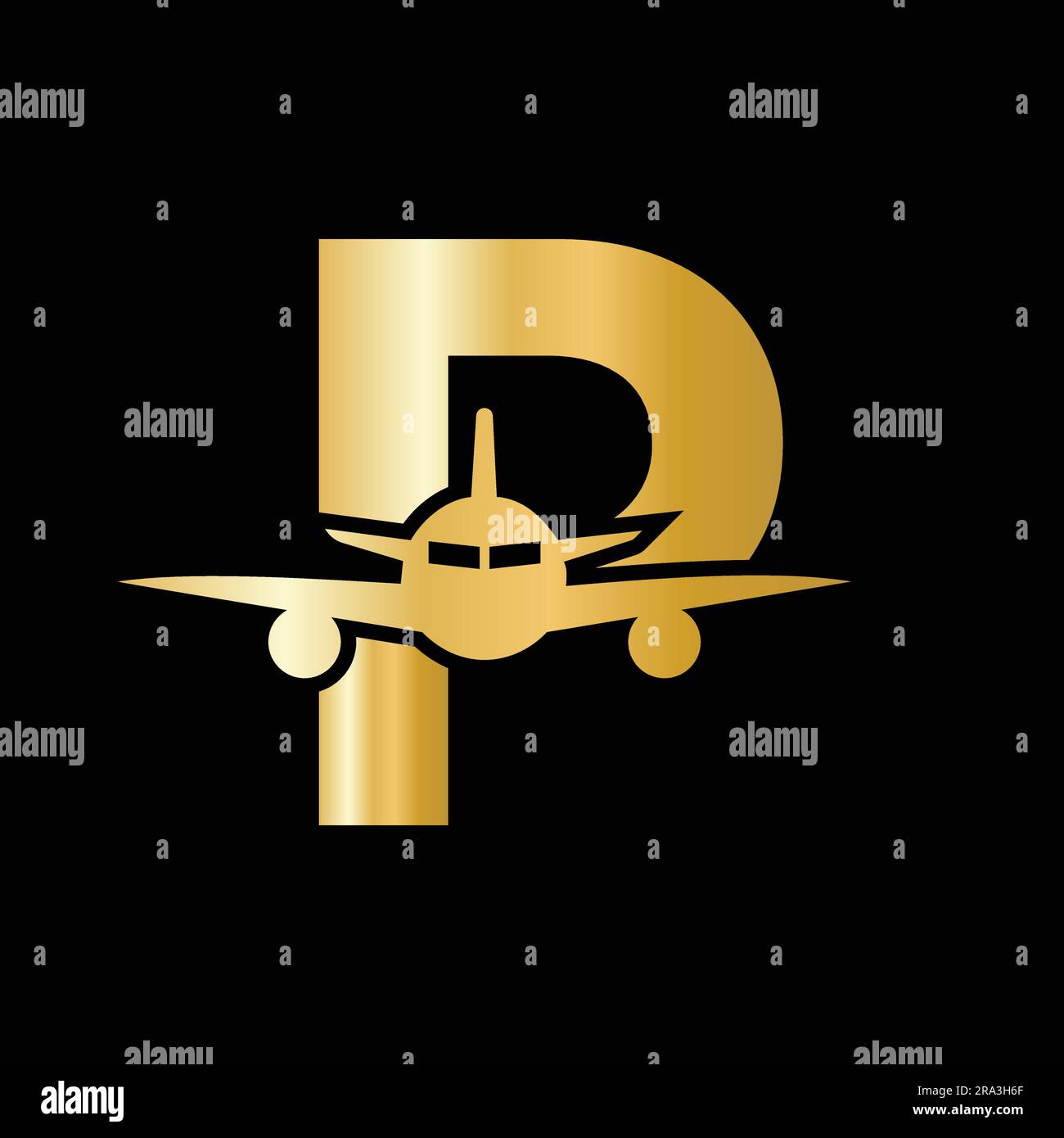 Letter P Travel Logo Concept With Flying Air Plane Symbol Stock Vector ...