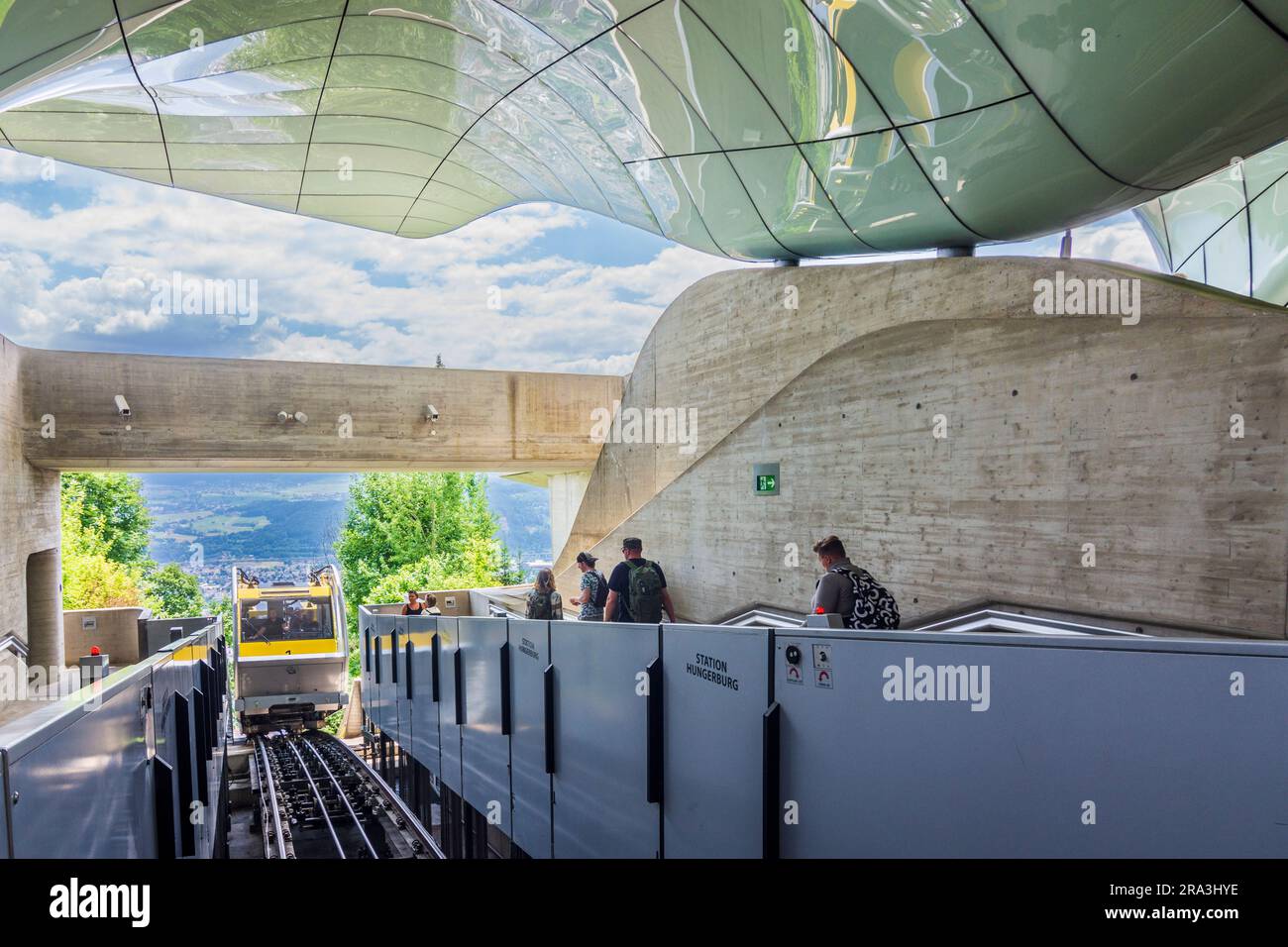 Innsbruck: top station Hungerburg of Hungerburgbahn funicular railway ...