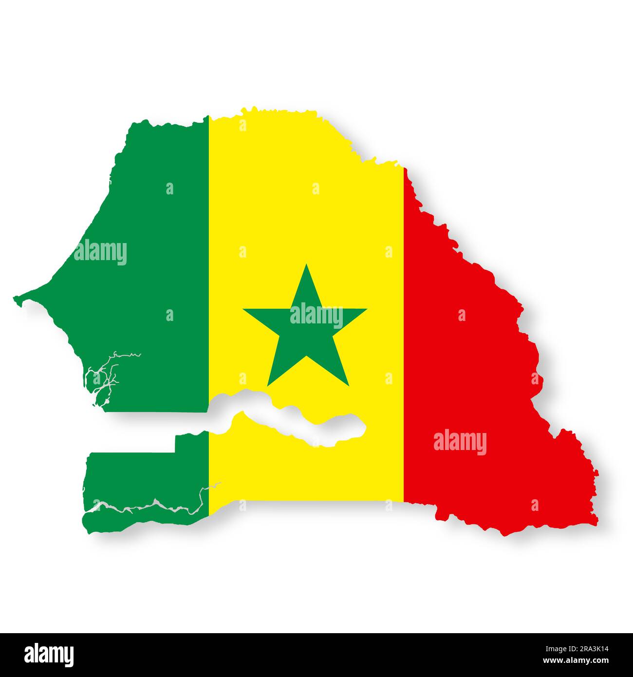 Senegal flag map on white background with clipping path 3d illustration ...