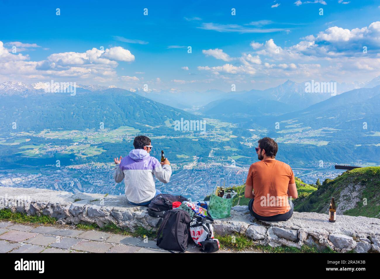 Innsbruck: view from area Seegrube of mountain range Nordkette ...