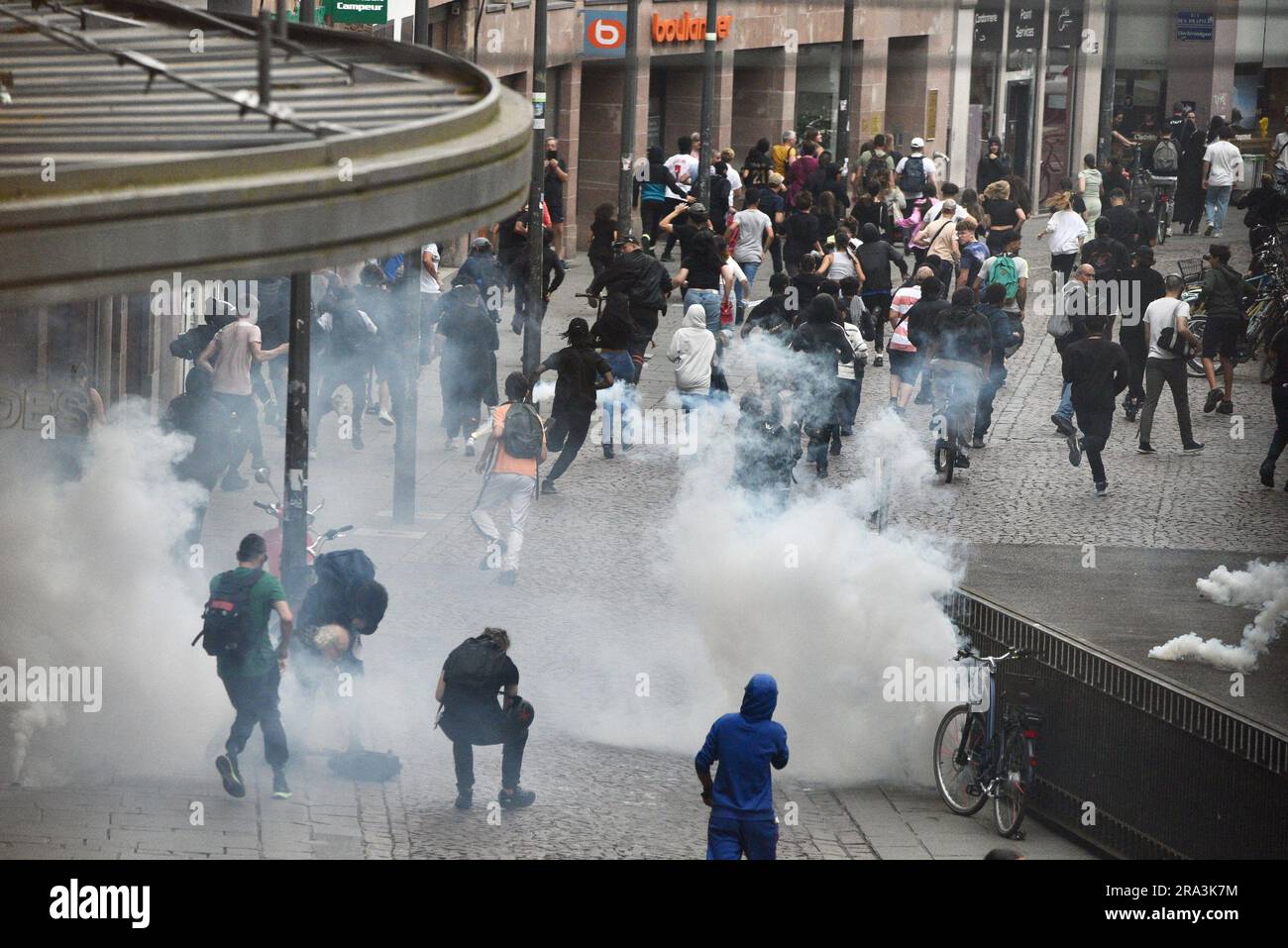Strasbourg, France. 30th June, 2023. Wild demonstration in Strasbourg ...