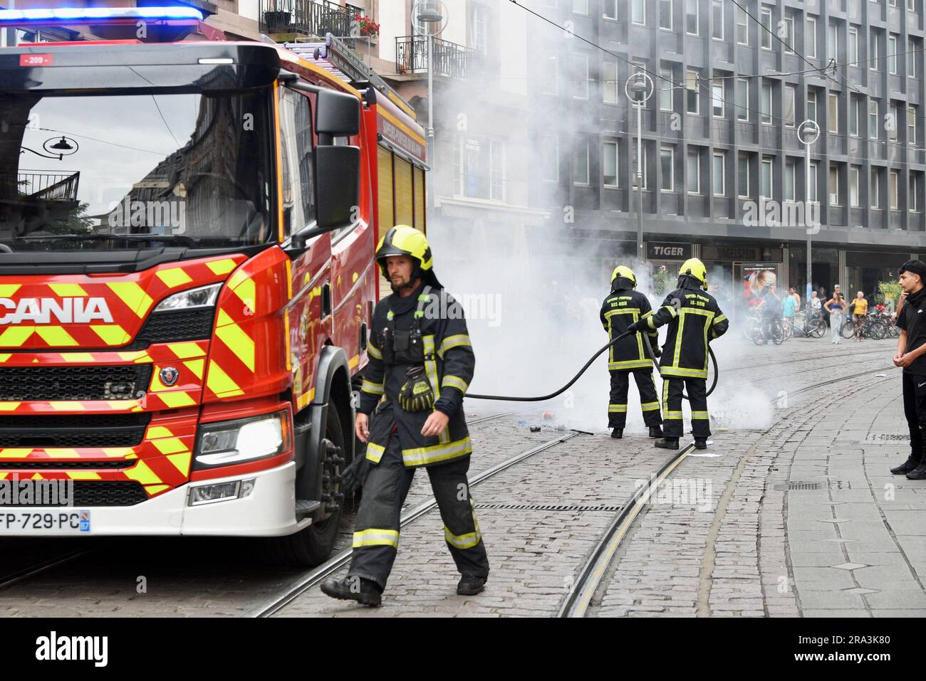 Strasbourg, France. 30th June, 2023. Wild demonstration in Strasbourg ...