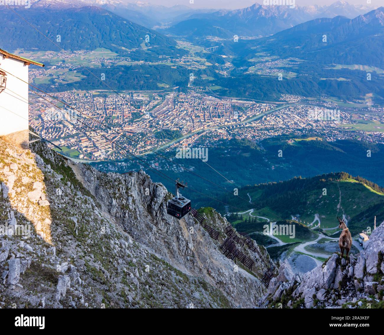 Innsbruck: view from Hafelekar to Seegrube area of the Nordkette ...