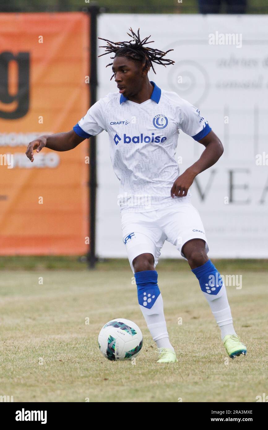 Merelbeke, Belgium. 30th June, 2023. Gent's Justin Munezero pictured in ...