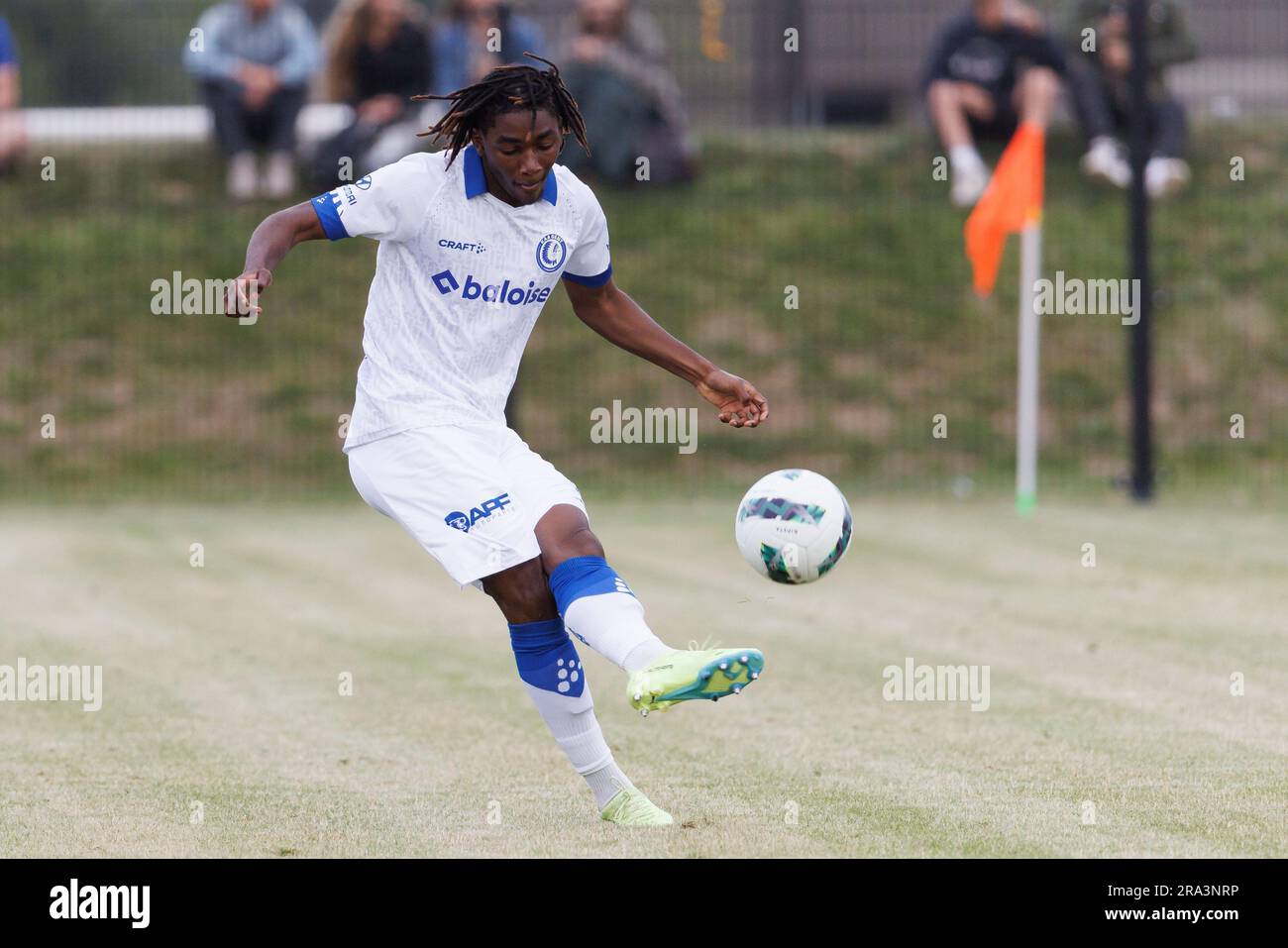 Merelbeke, Belgium. 30th June, 2023. Gent's Justin Munezero pictured in ...
