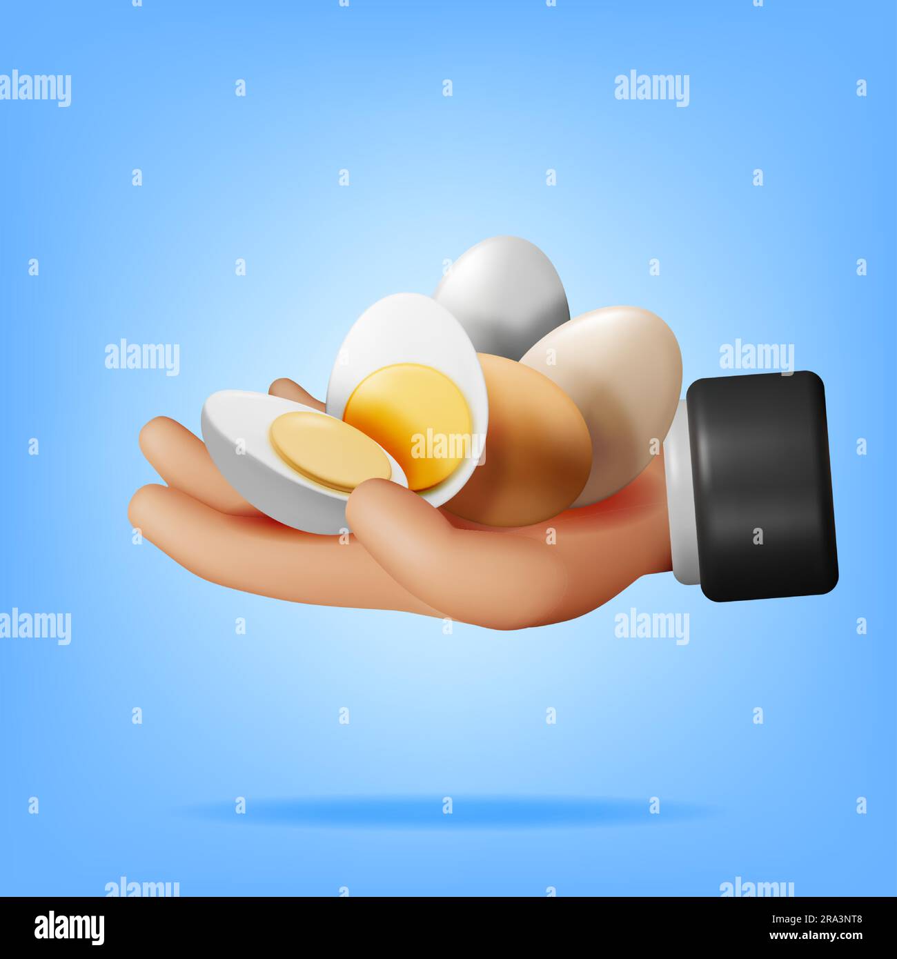 3D Boiled Eggs Cut into Half in Hand Stock Vector Image & Art - Alamy