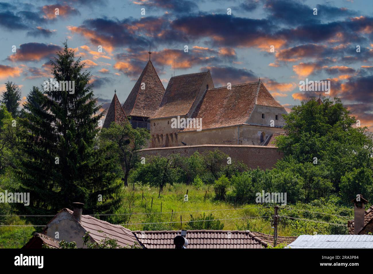 The fortified church of Alma Vii in Romania Stock Photo - Alamy