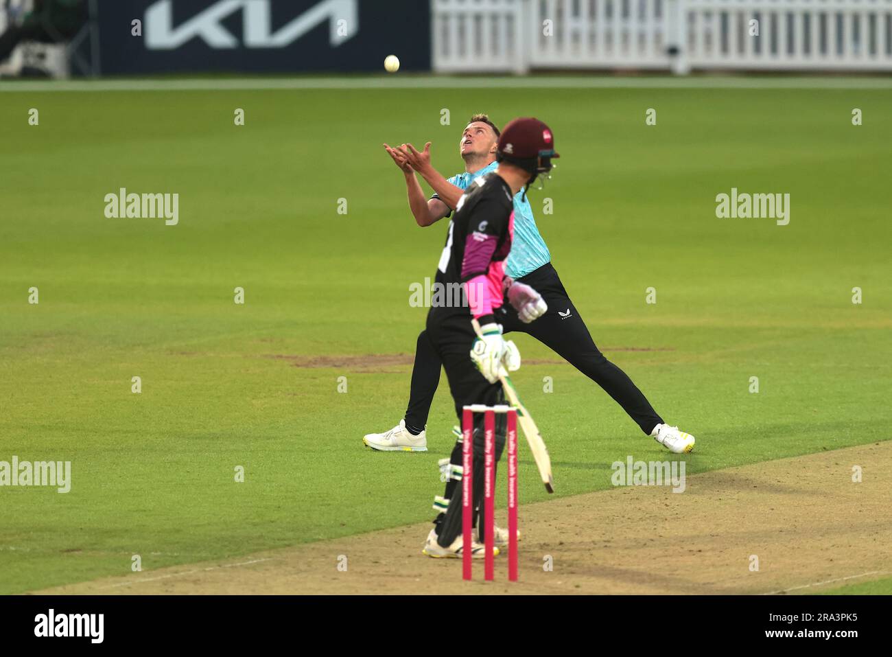 London, UK. 30th June, 2023. Tom Banton c& b Sam Curran as Surrey take on Somerset in the ...